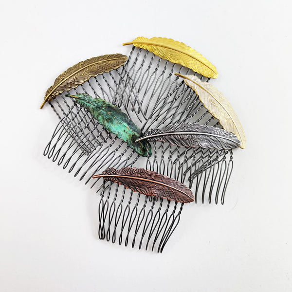 "Floating Feather" Hair Combs - Cinder & Sage