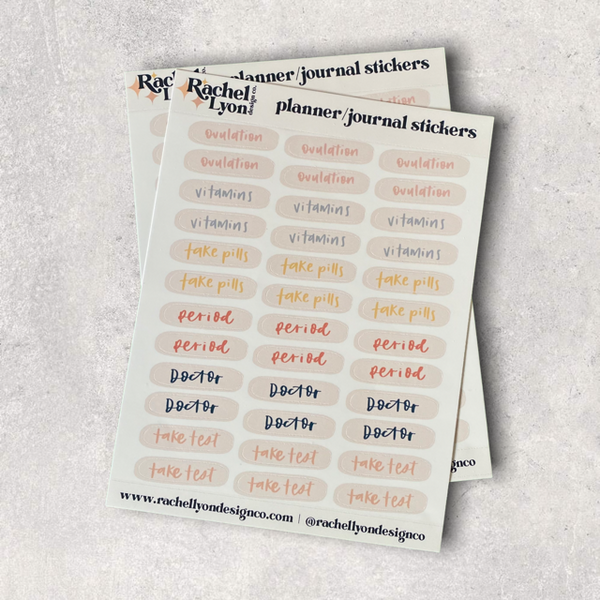 Ovulation Tracking + Family Planning Sticker Sheets - Cinder & Sage